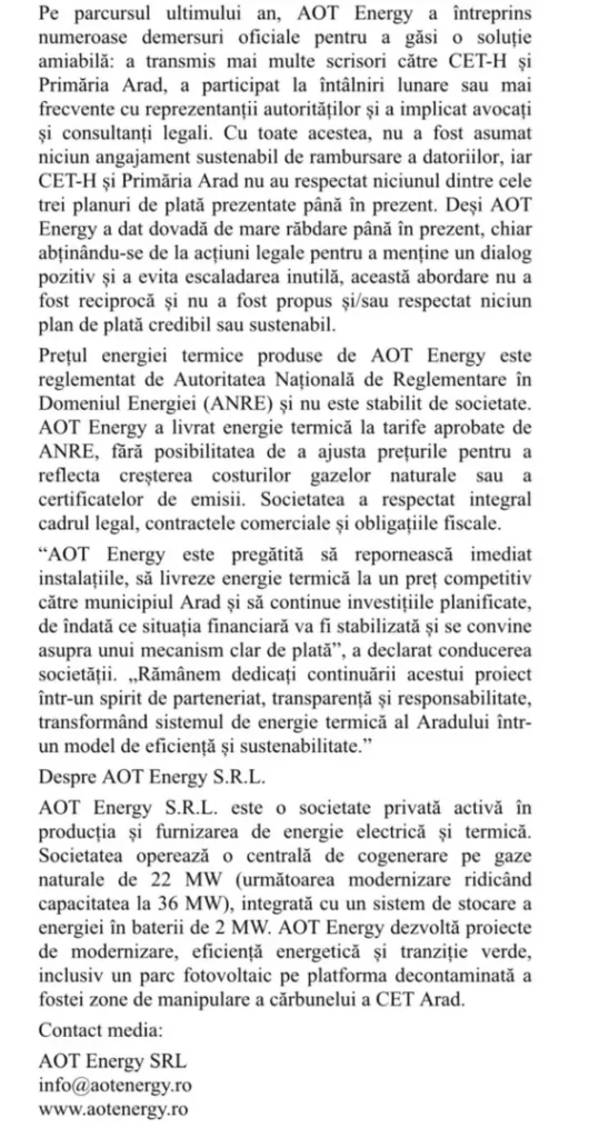 ACTUALIZARE 2 | AOT Energy vs CET HIDROCARBURI SA | Primarul Călin ...